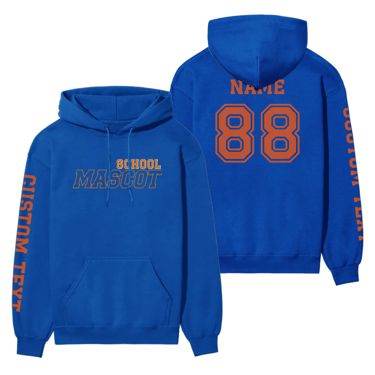 Custom School Spirit Hoodie With School and Mascot with Outline Design ...